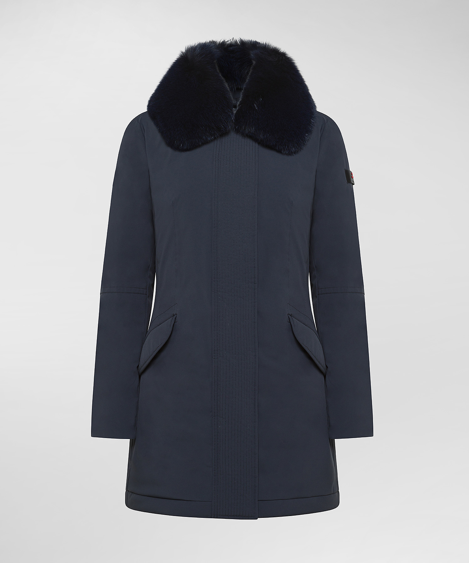 Slim jacket with fur, color Graphite Blue | Peuterey