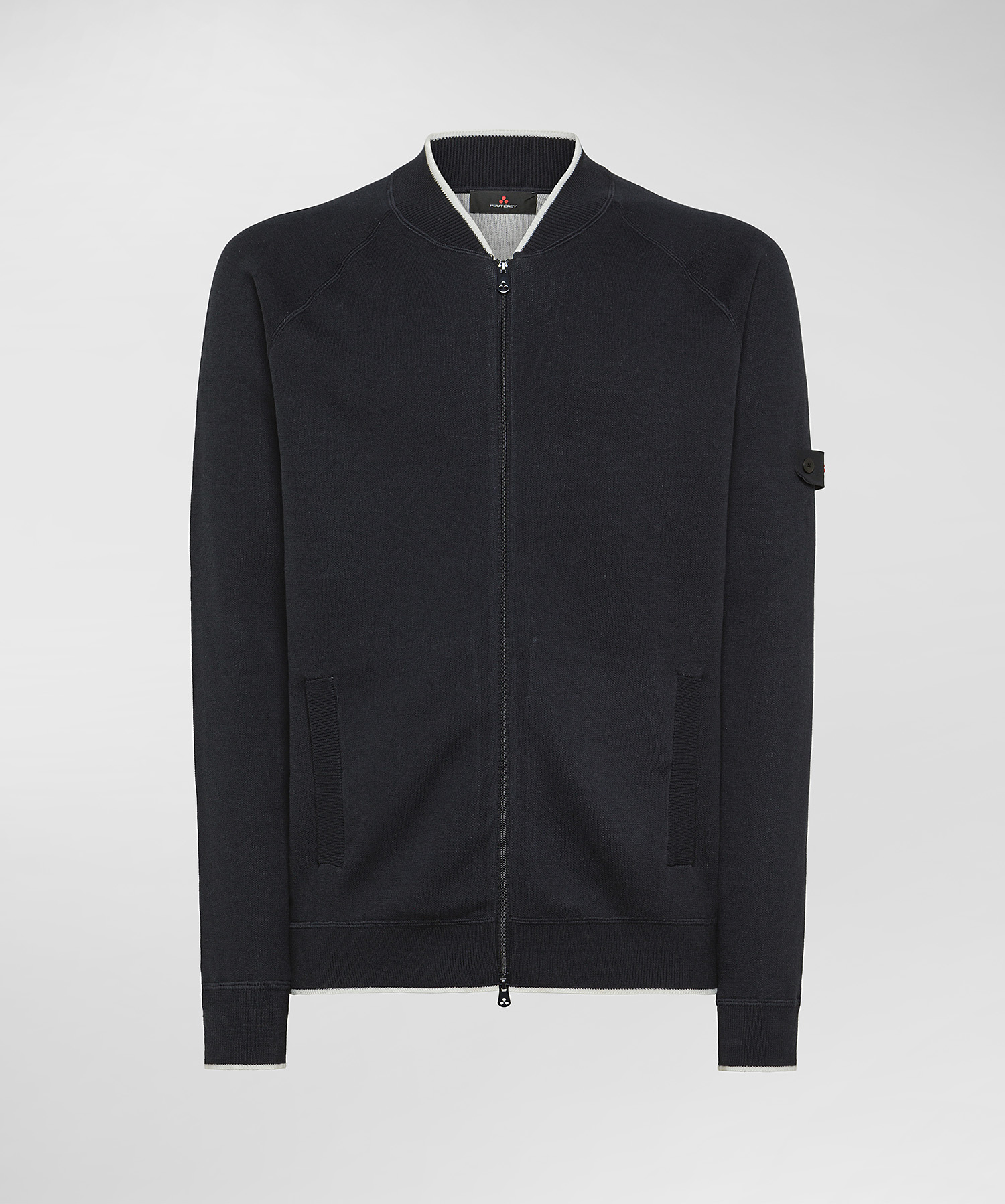 Fleece-effect full-zip sweater, color Graphite Blue | Peuterey