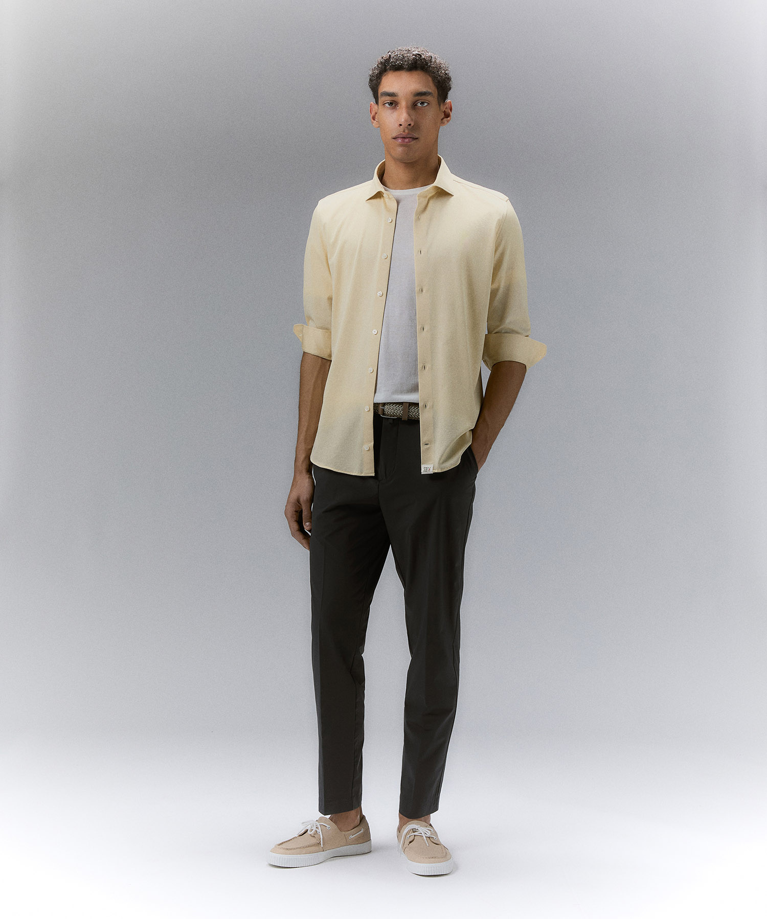 Camicia in piqué di cotone mercerizzato, colore Papiro | Peuterey